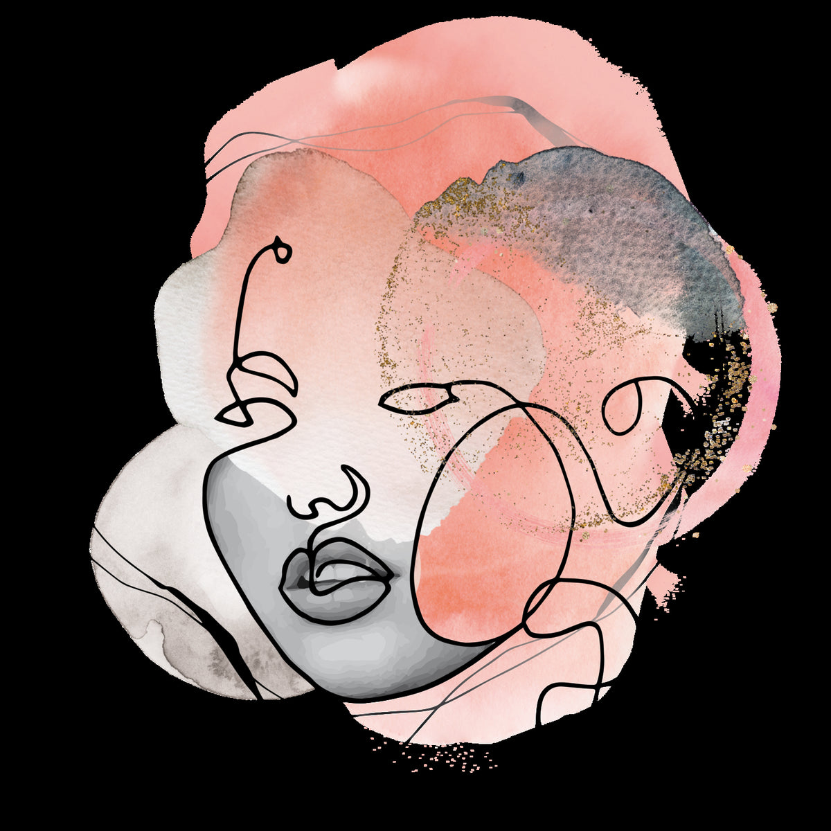 female line art portrait - Art Print by Sabine Hoffmann | GIANT ART