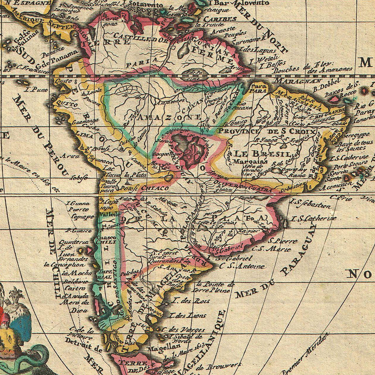 Vintage Map of South America (1747) - Art Print by Adam Shaw | GIANT ART